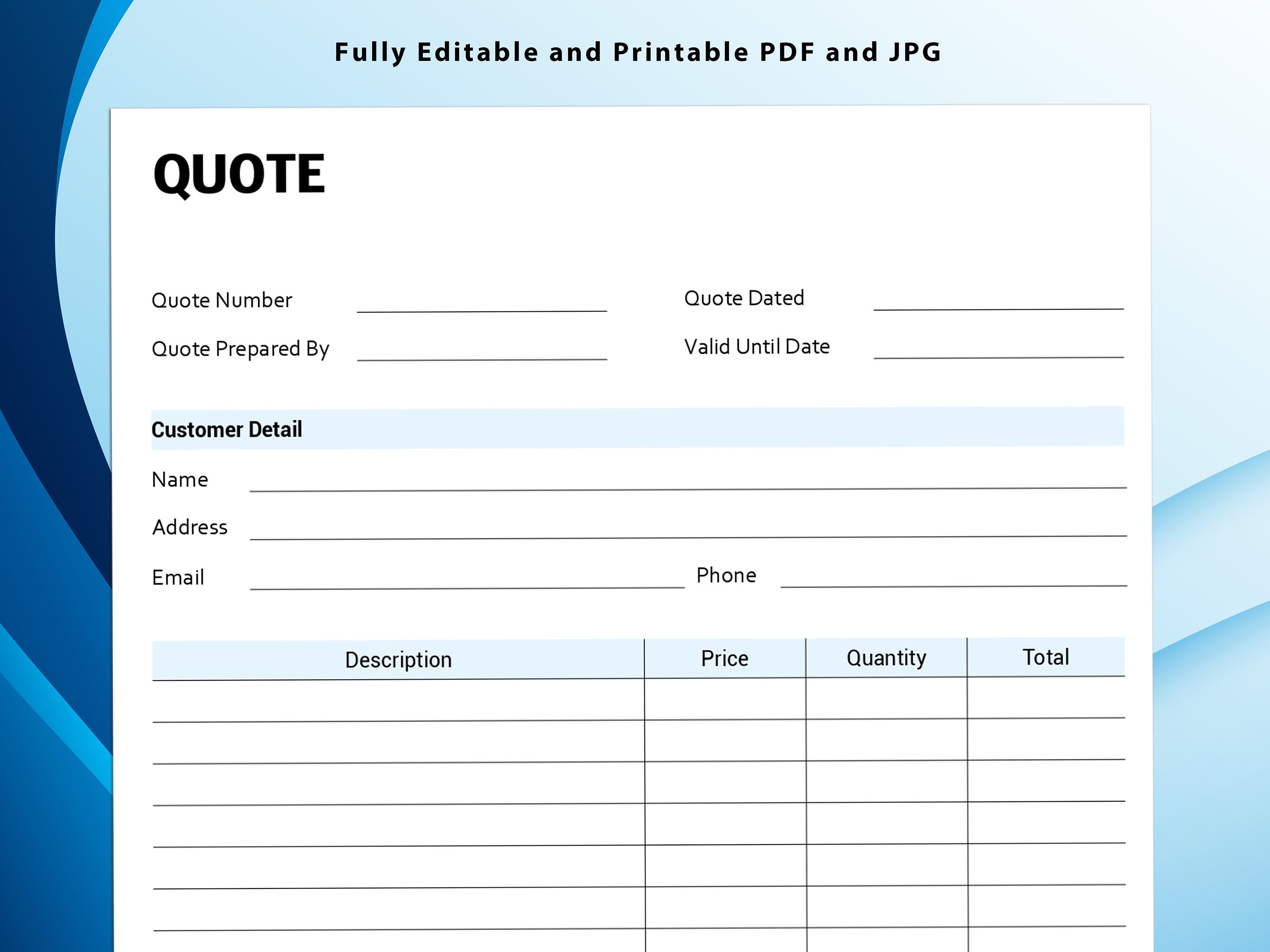 Quote Template, Quotation Template, Price Quote Template, Proposal ...