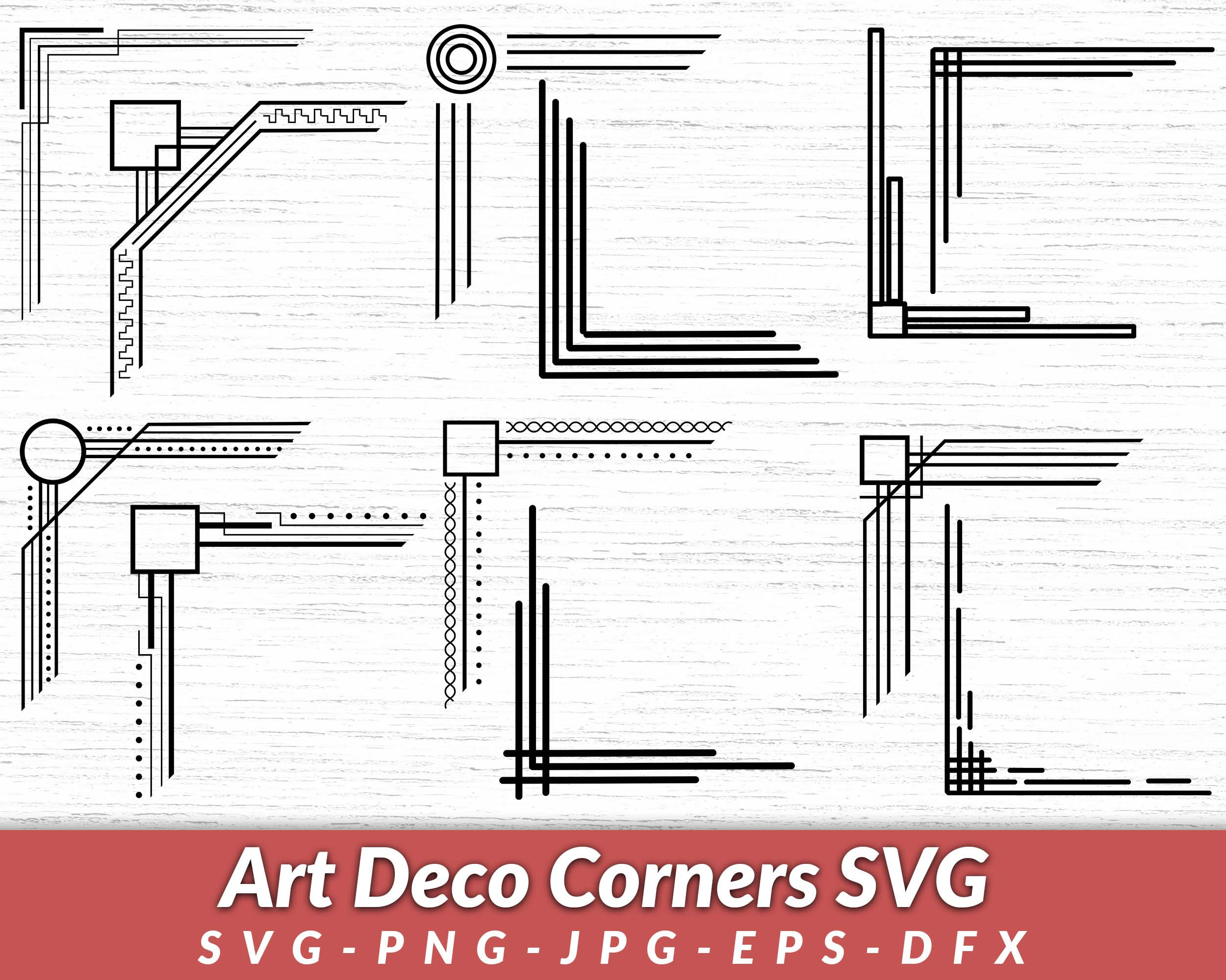 Art Decor Corners, SVG, PNG, JPG, Digital Cut File Commercial Use Instant Download Transparent ...