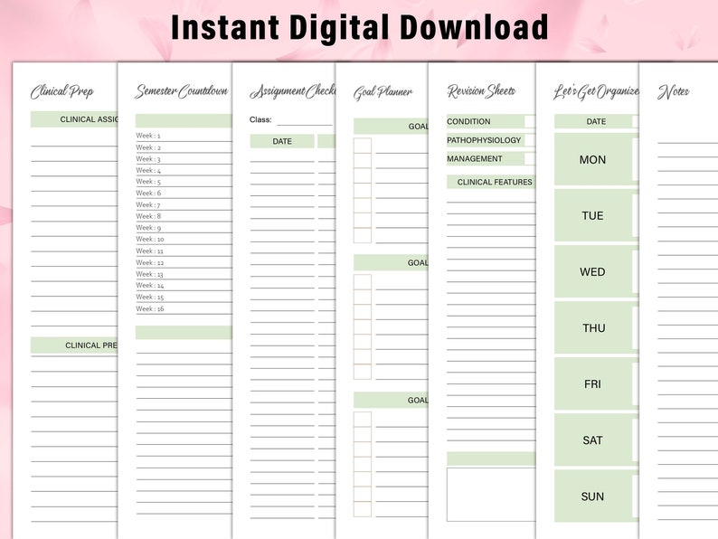 Nursing School Planner: Student Nurse Organizer (PDF) - Etsy