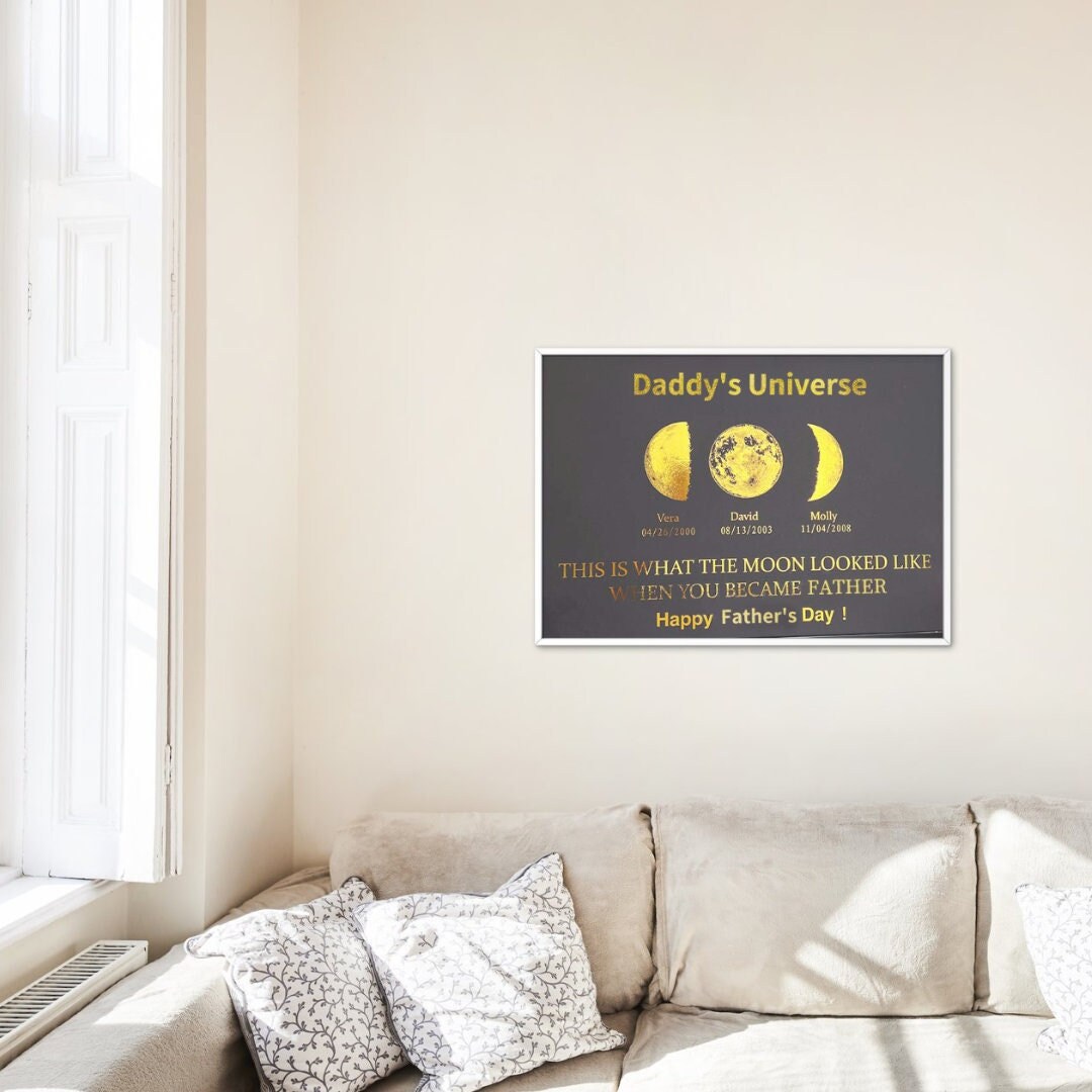 Custom Foil Stamping Multiple Moon Phasemoon Phase Day of Birthbest ...