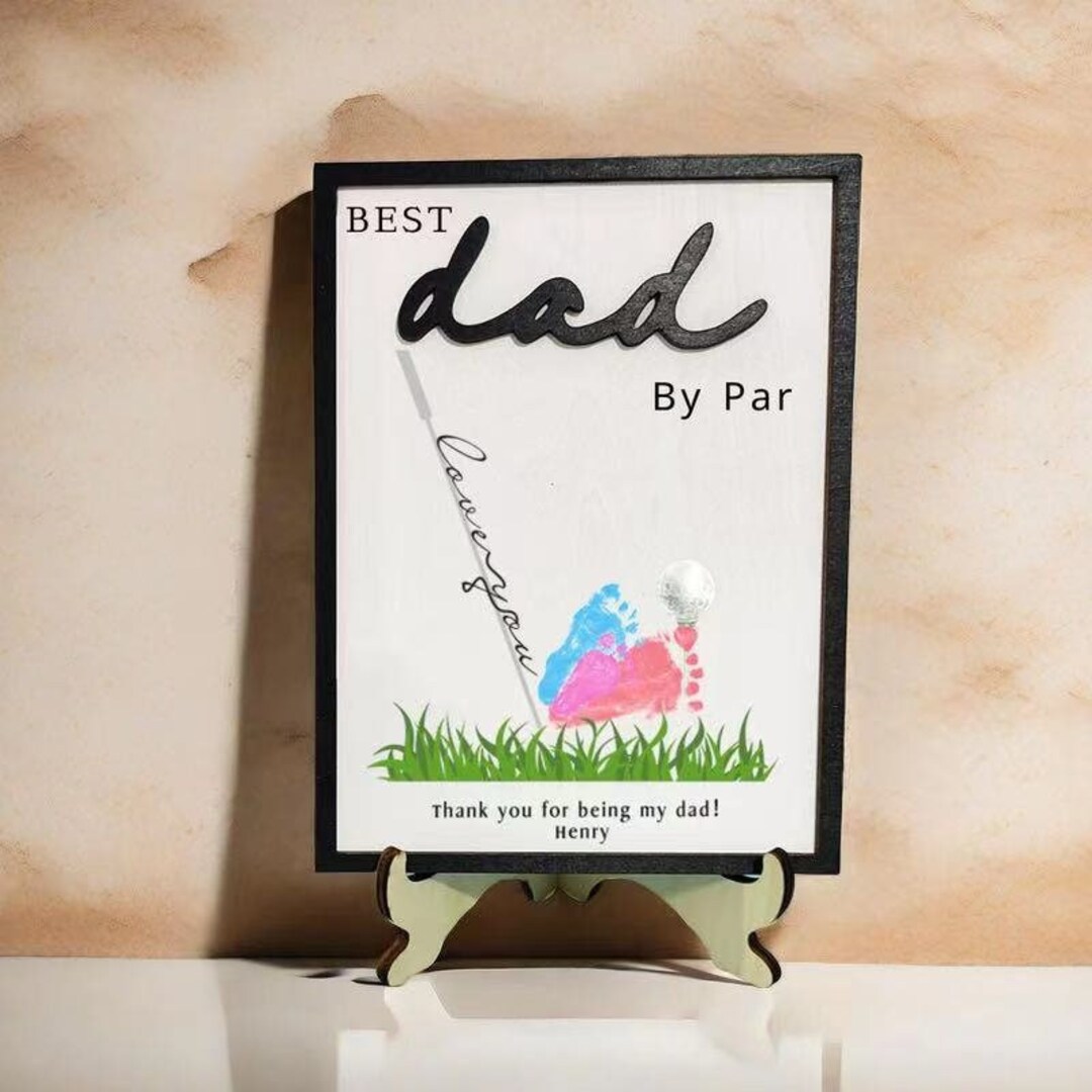 Best Dad by Par 3D Framebaby Footprint Father's Day Giftcustom Golf ...