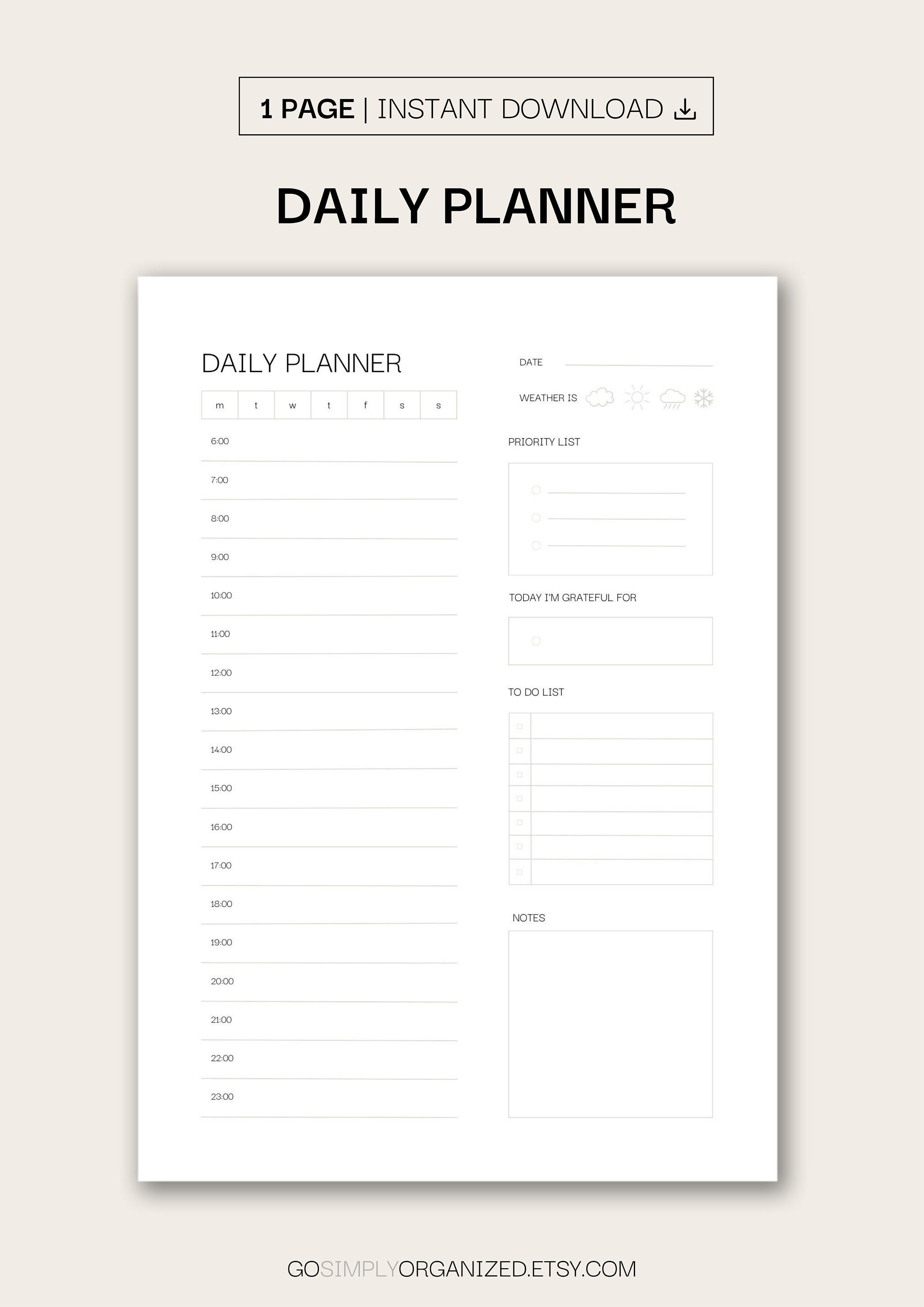 Daily Planner, Printable Daily Planner, Time Blocking, Daily Planner ...