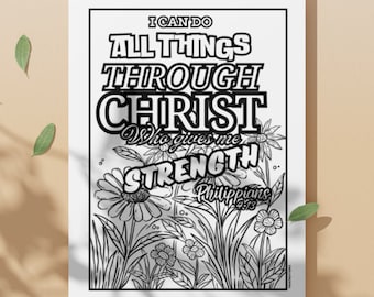 I Can Do All Things Coloring Page Philippians 4:13 - Etsy