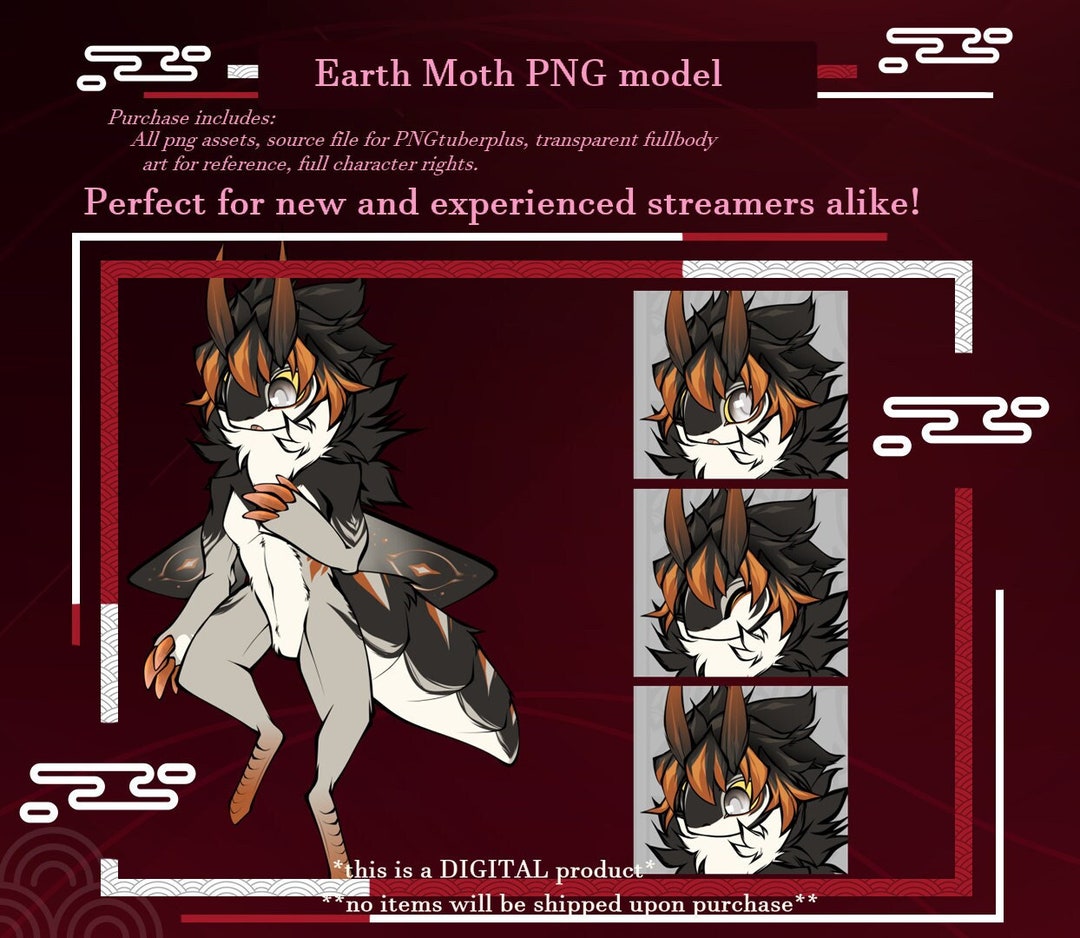 Pngtuber Earth Moth | Vtuber Avatar for Streaming | - Etsy