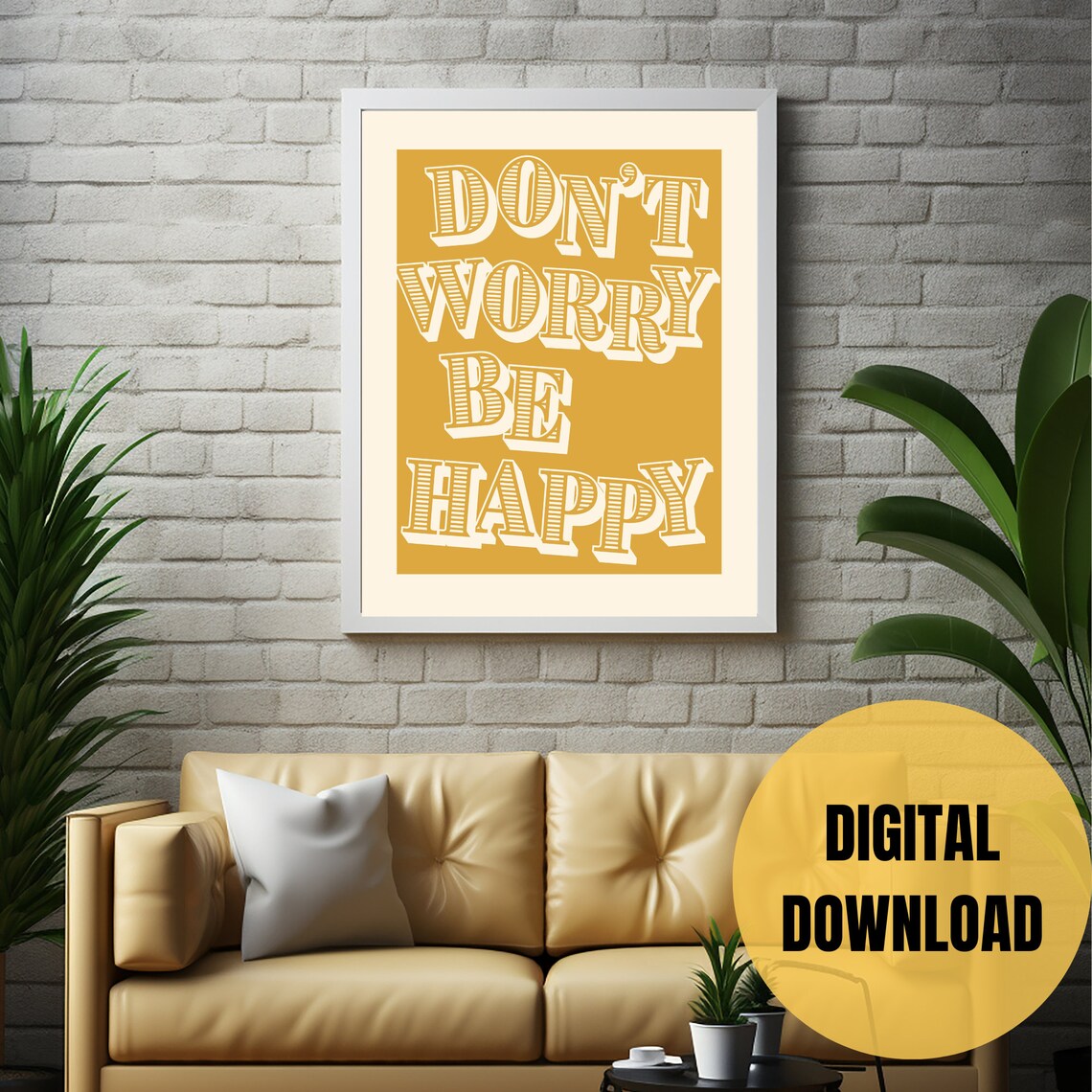 Positive Quote, Home Decor, Wall Art, Yellow Poster, Printable Wall Art ...