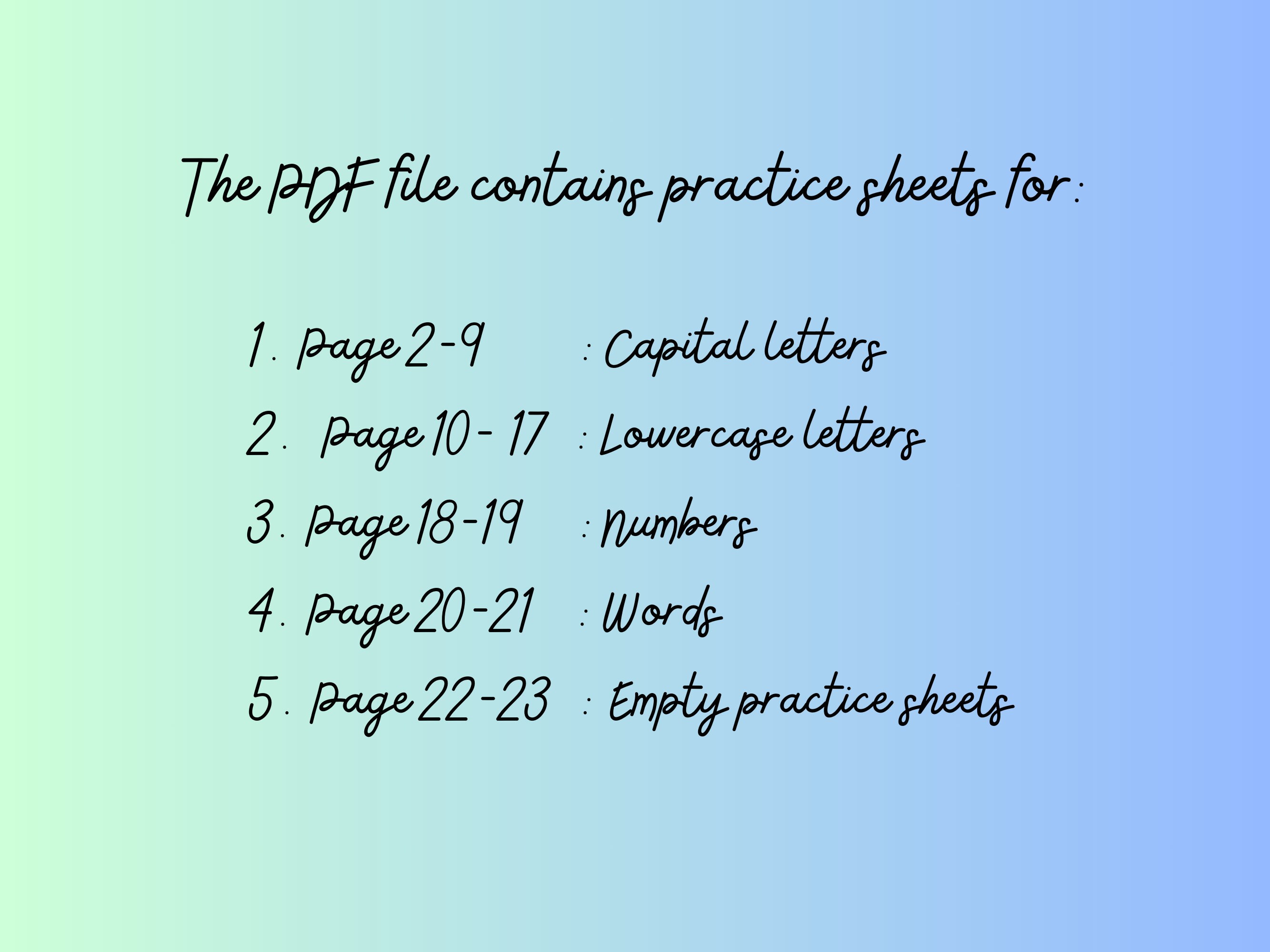 Easy Cursive Handwriting Alphabet Number Words Practice Sheets PDF ...