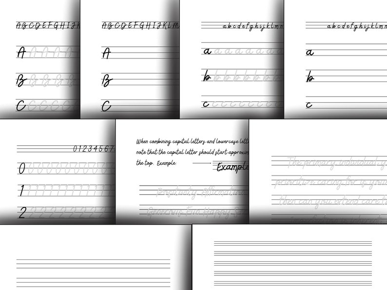 Easy Cursive Handwriting Alphabet Number Words Practice Sheets PDF ...