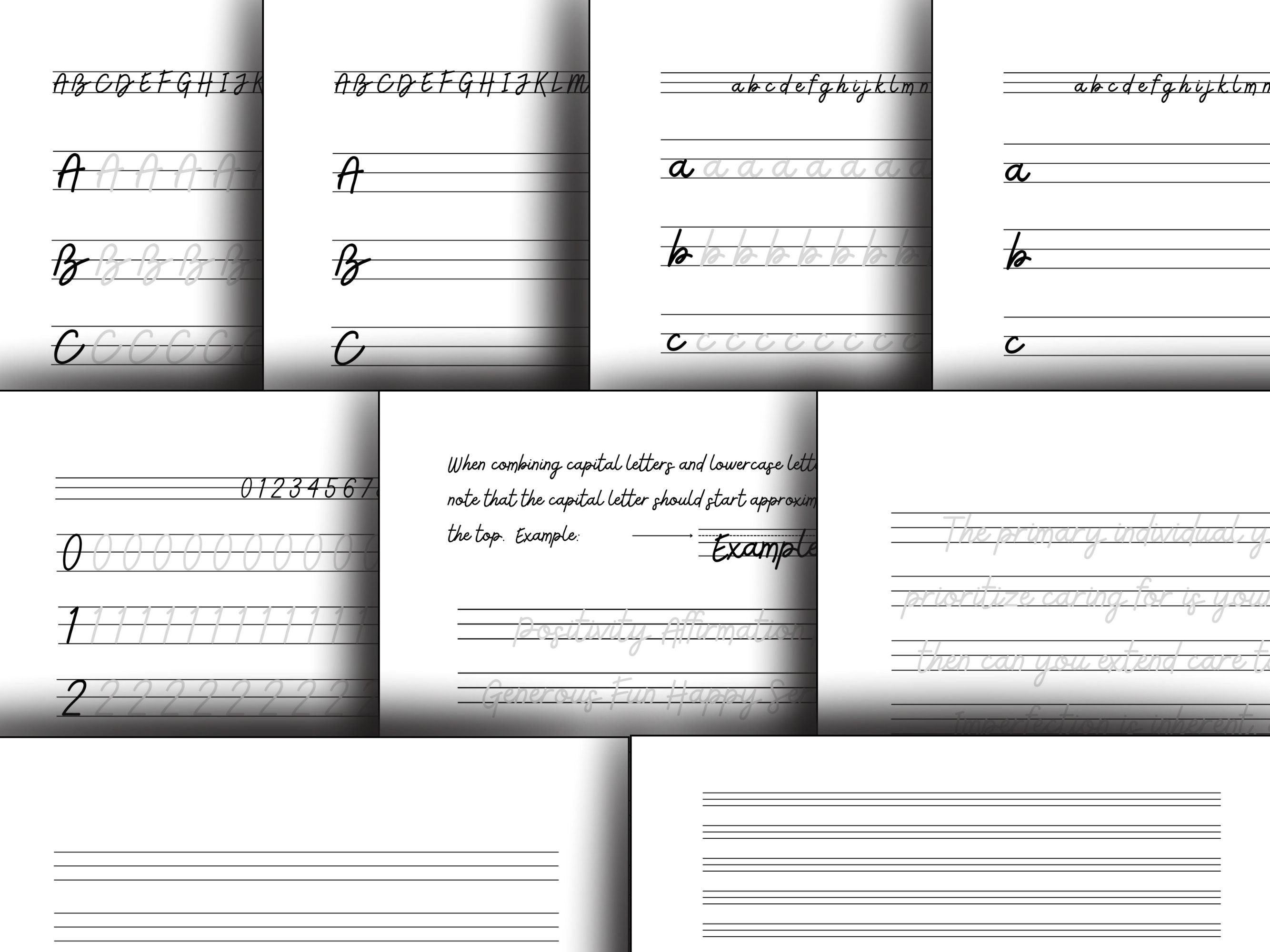 Easy Cursive Handwriting Alphabet Number Words Practice Sheets PDF ...