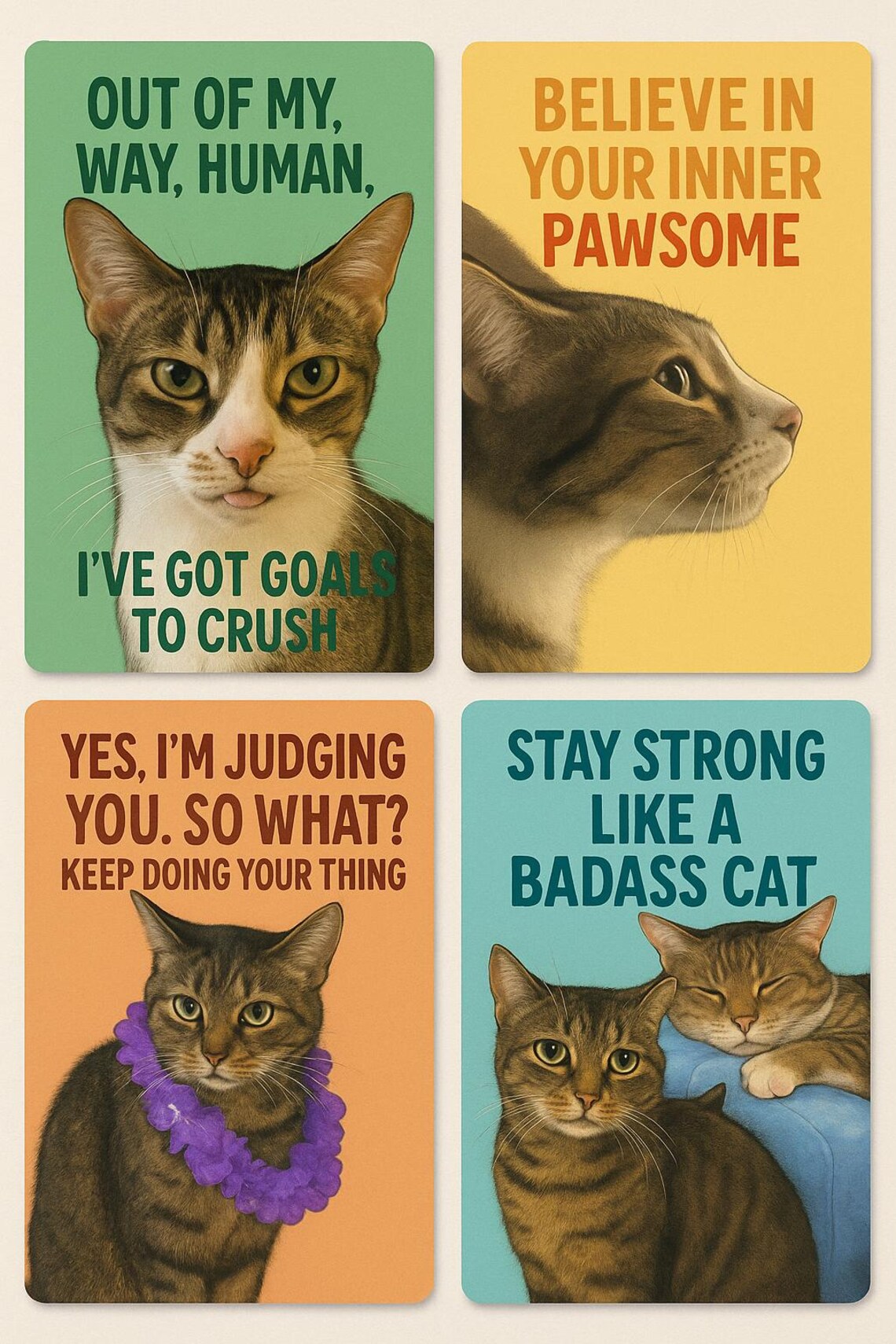 Printable Funny Cat Affirmation Cards – Cute & Motivational Pet Quotes ...