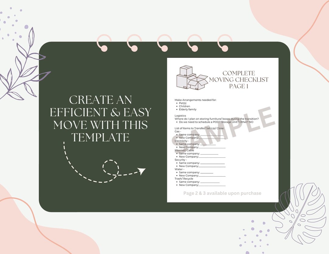 Complete Moving Checklist - Etsy