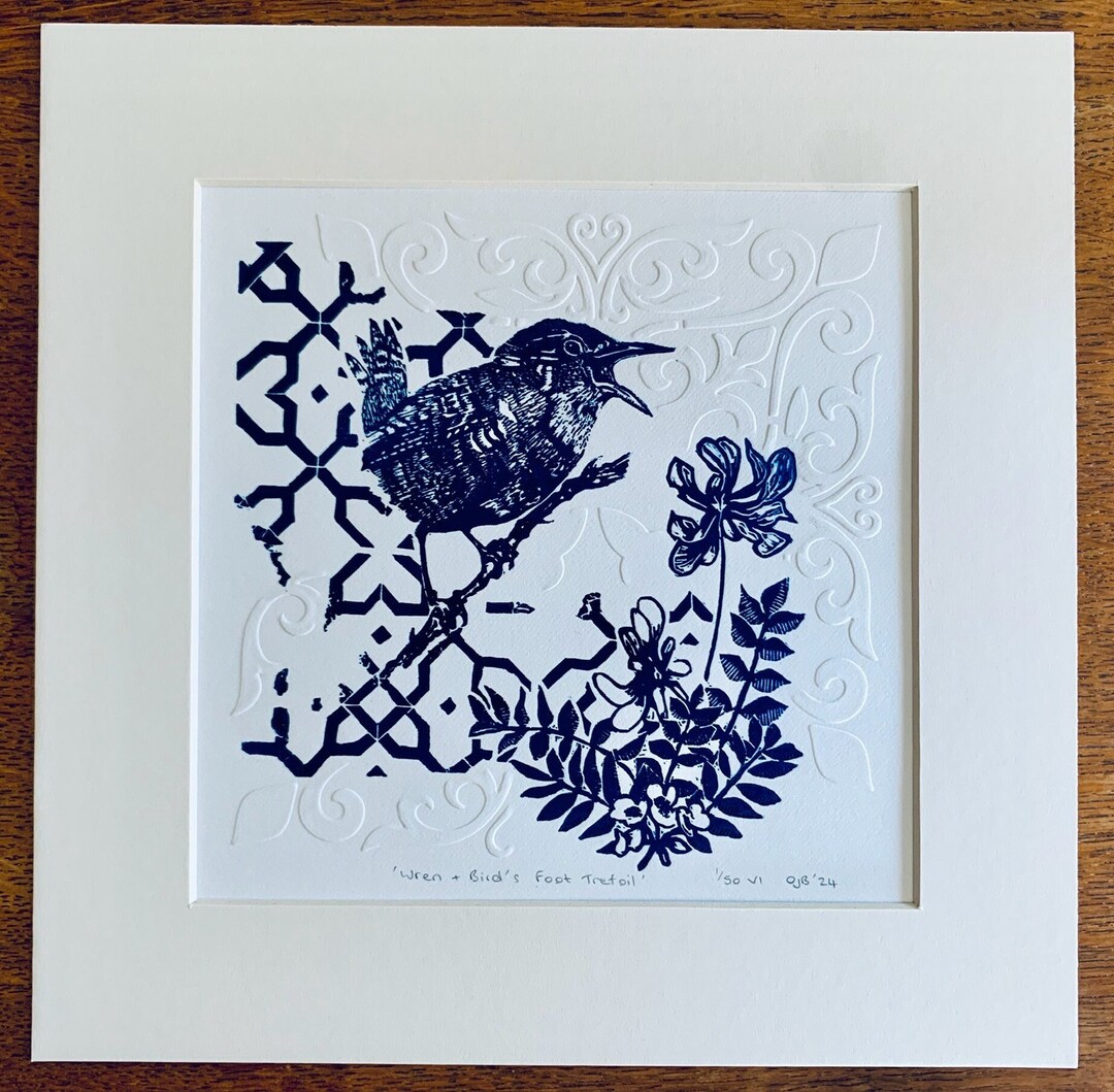 Wren & Bird’s Foot Trefoil | Embossed Linoprint | Limited Edition ...