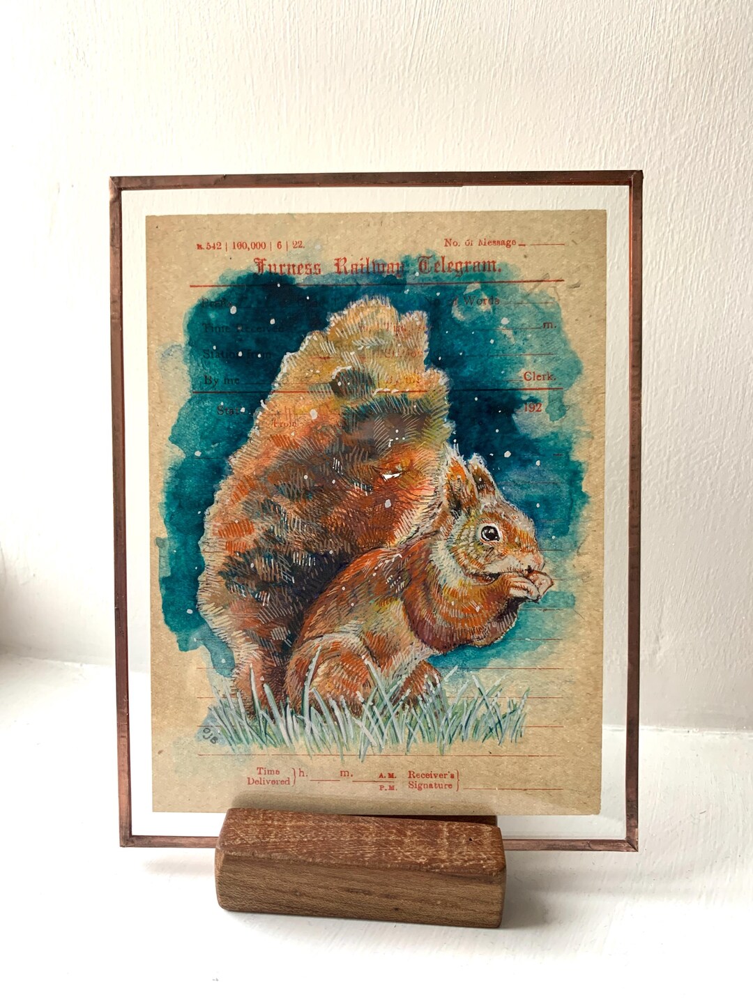 Red Squirrel | 1923 Furness Railway Telegram | Watercolour and Ink ...