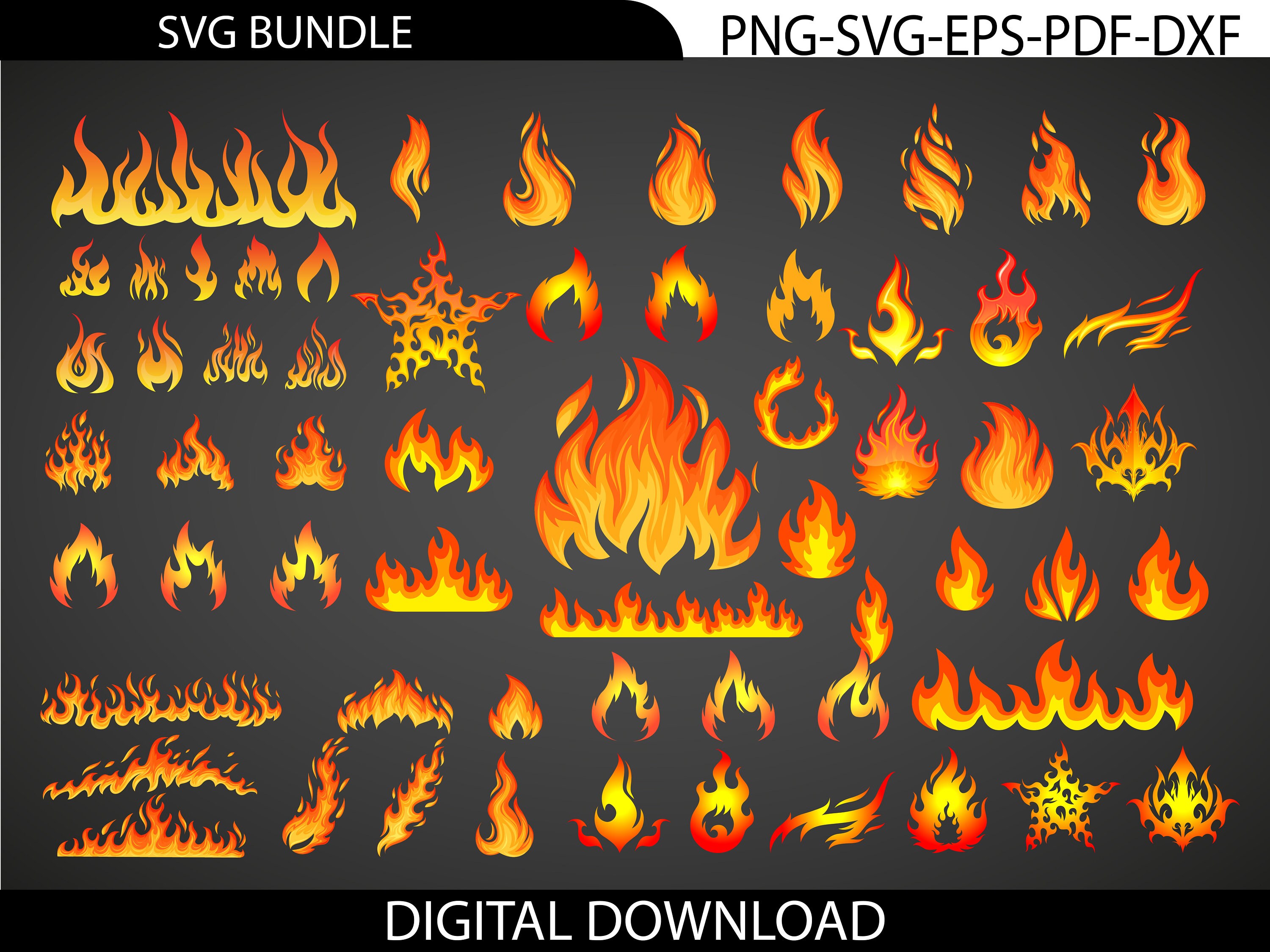 Fire SVG Bundle Fire Clipart Fire Svg Files Fire Flames Svg Flames ...