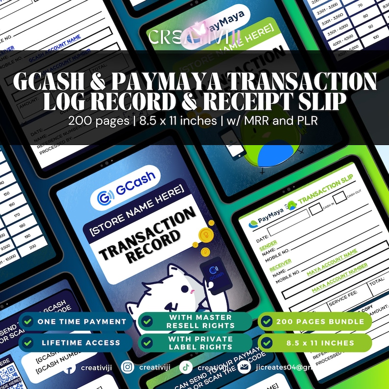 Gcash & Paymaya Bundle Transaction Log Record and Transaction Receipt ...