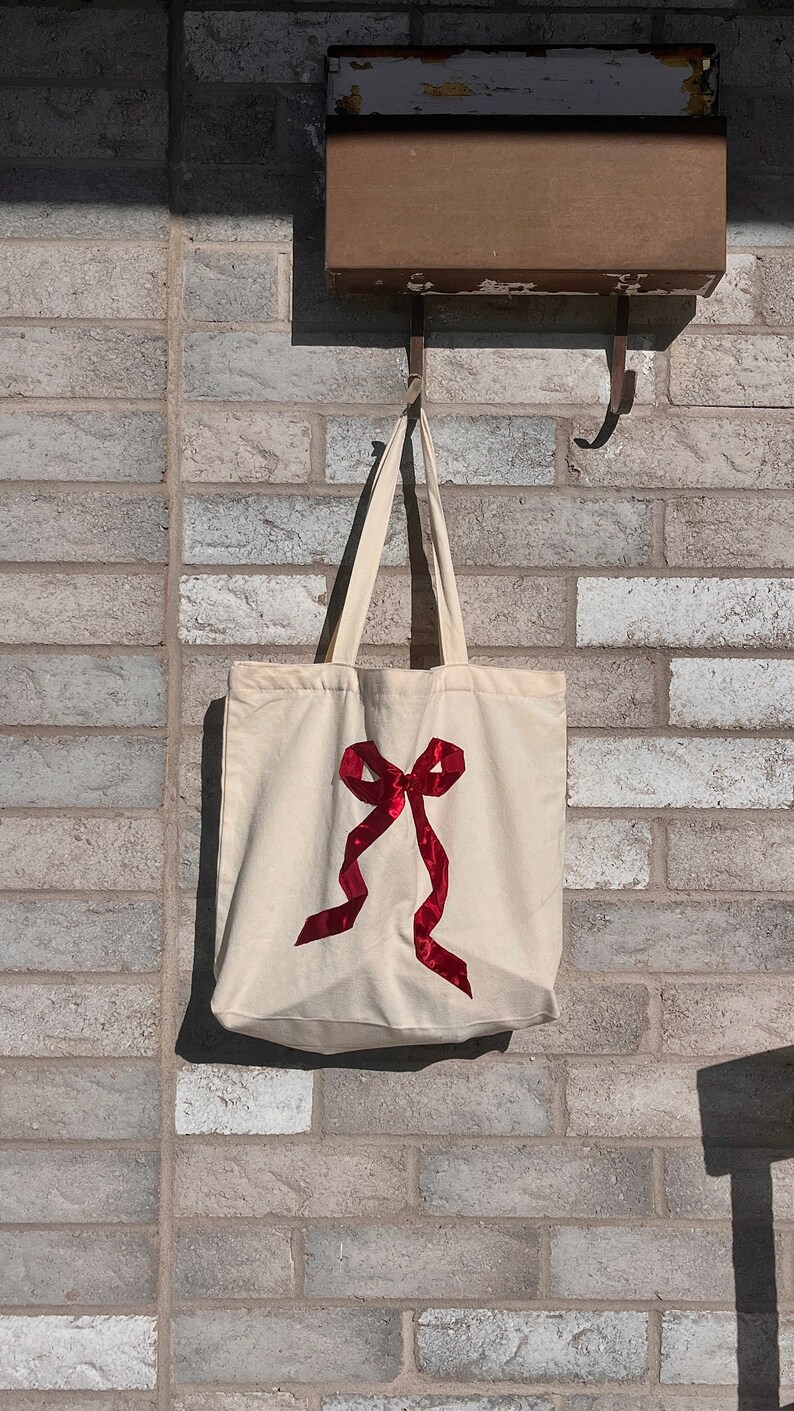 Bow Tote Bag Coquette Aesthetic Trendy Teen Gifts Simple Stylish Ribbon ...