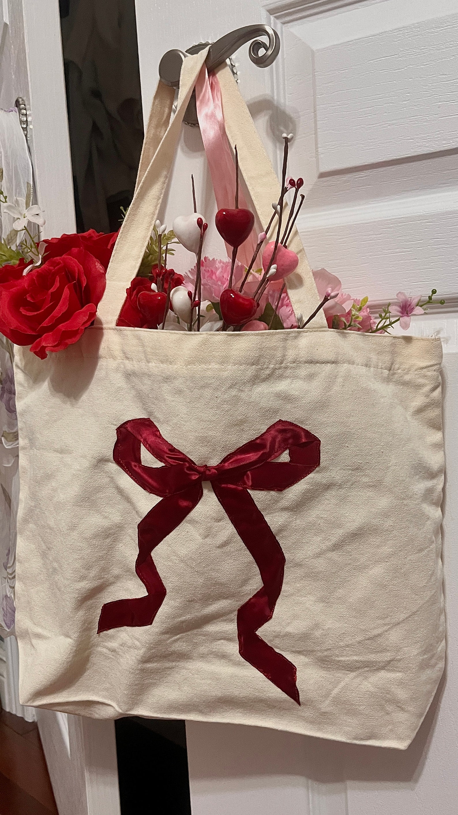 Bow Tote Bag Coquette Aesthetic Trendy Teen Gifts Simple Stylish Ribbon ...