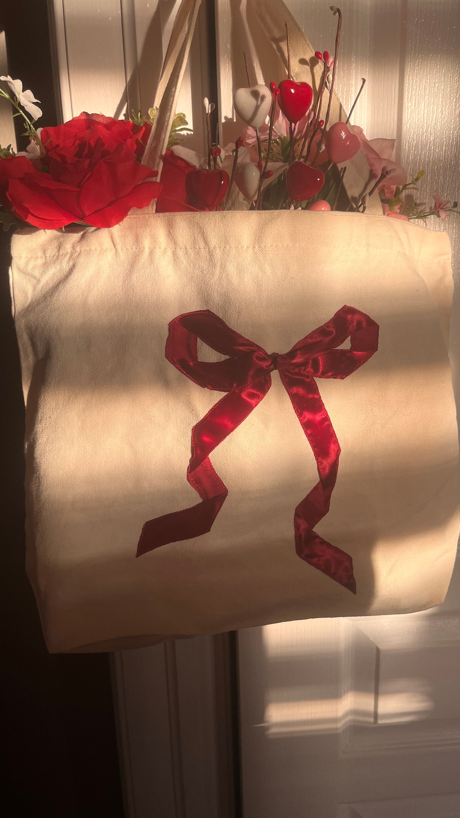 Bow Tote Bag Coquette Aesthetic Trendy Teen Gifts Simple Stylish Ribbon ...