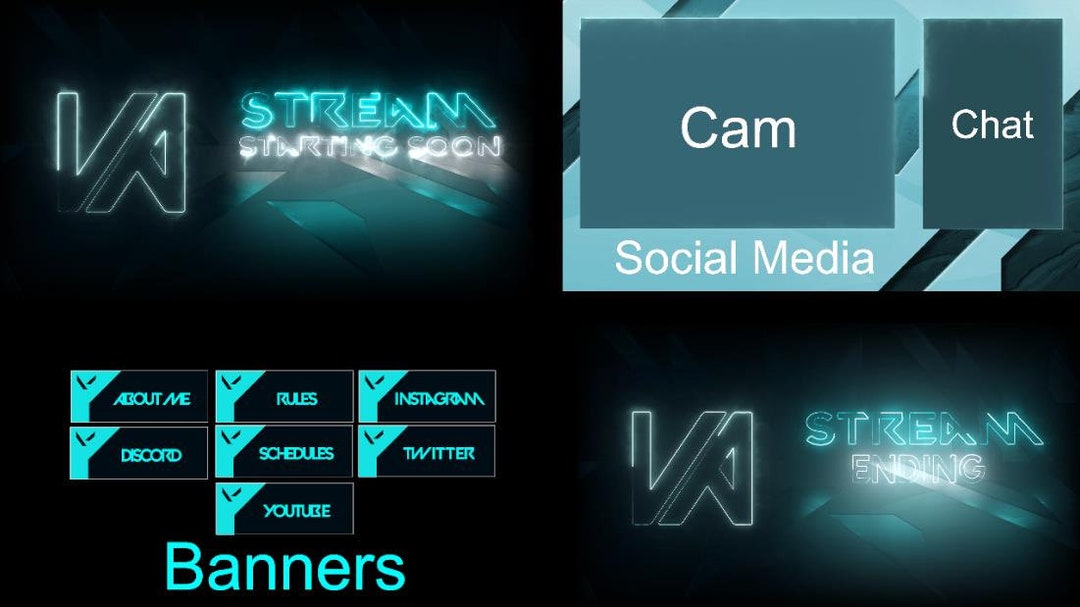 Valorant Blue Twitch Overlay. starting, Ending, Just Chatting, Cam ...