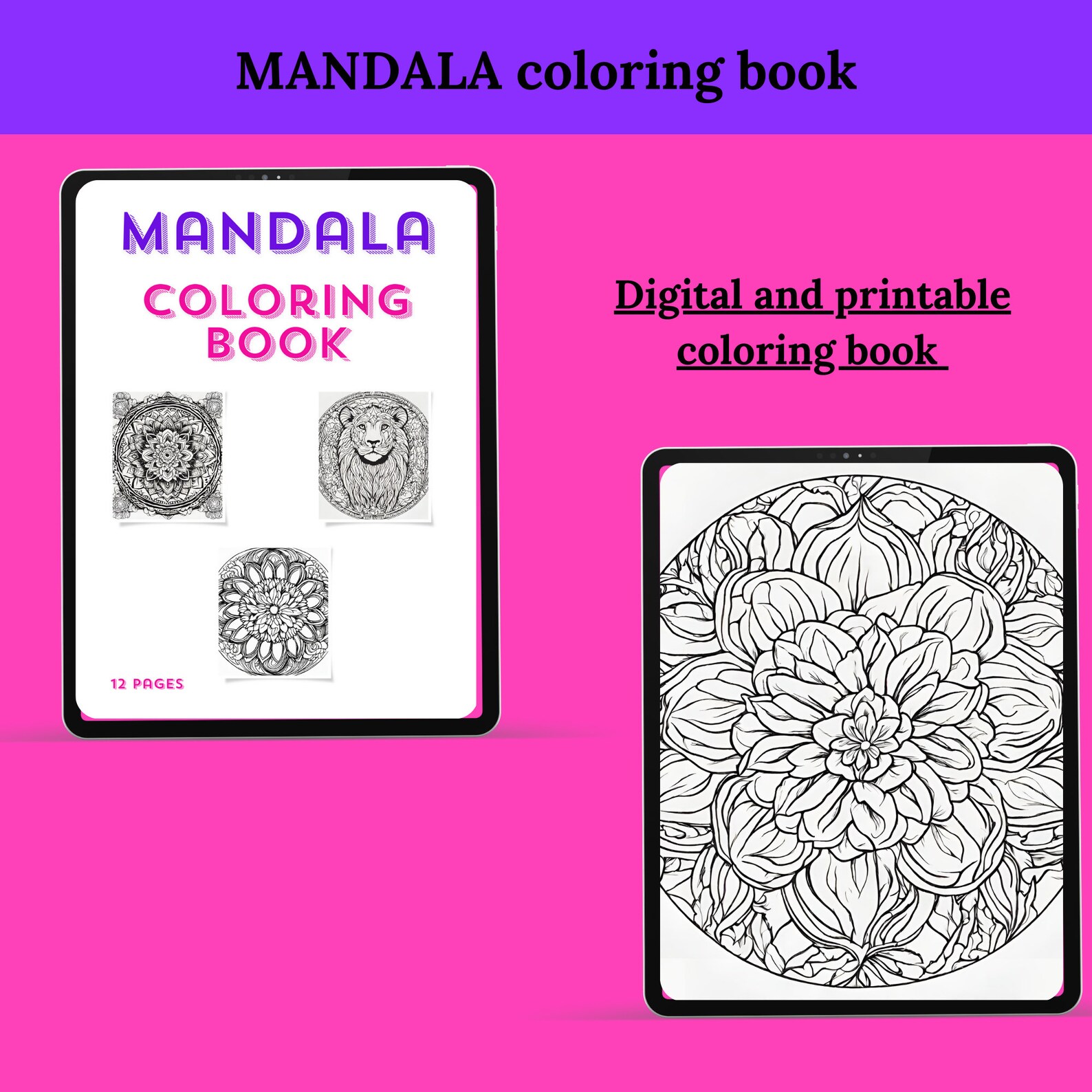 Mandala Digital Printable Coloring Book for Ios Device - Etsy