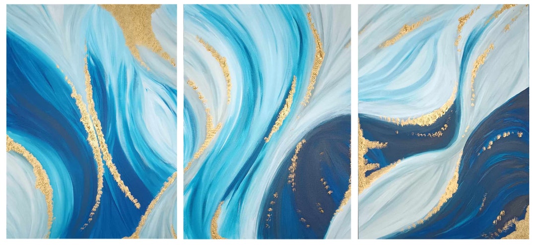 Tryptic 3 X 50cm X 70cm Abstract Painting on Canvas, Painting, Abstract ...