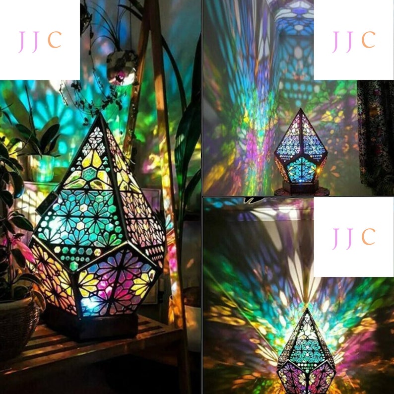 Bohemian Colourful Wooden Floor Projection Lamp Bohemian Colourful ...