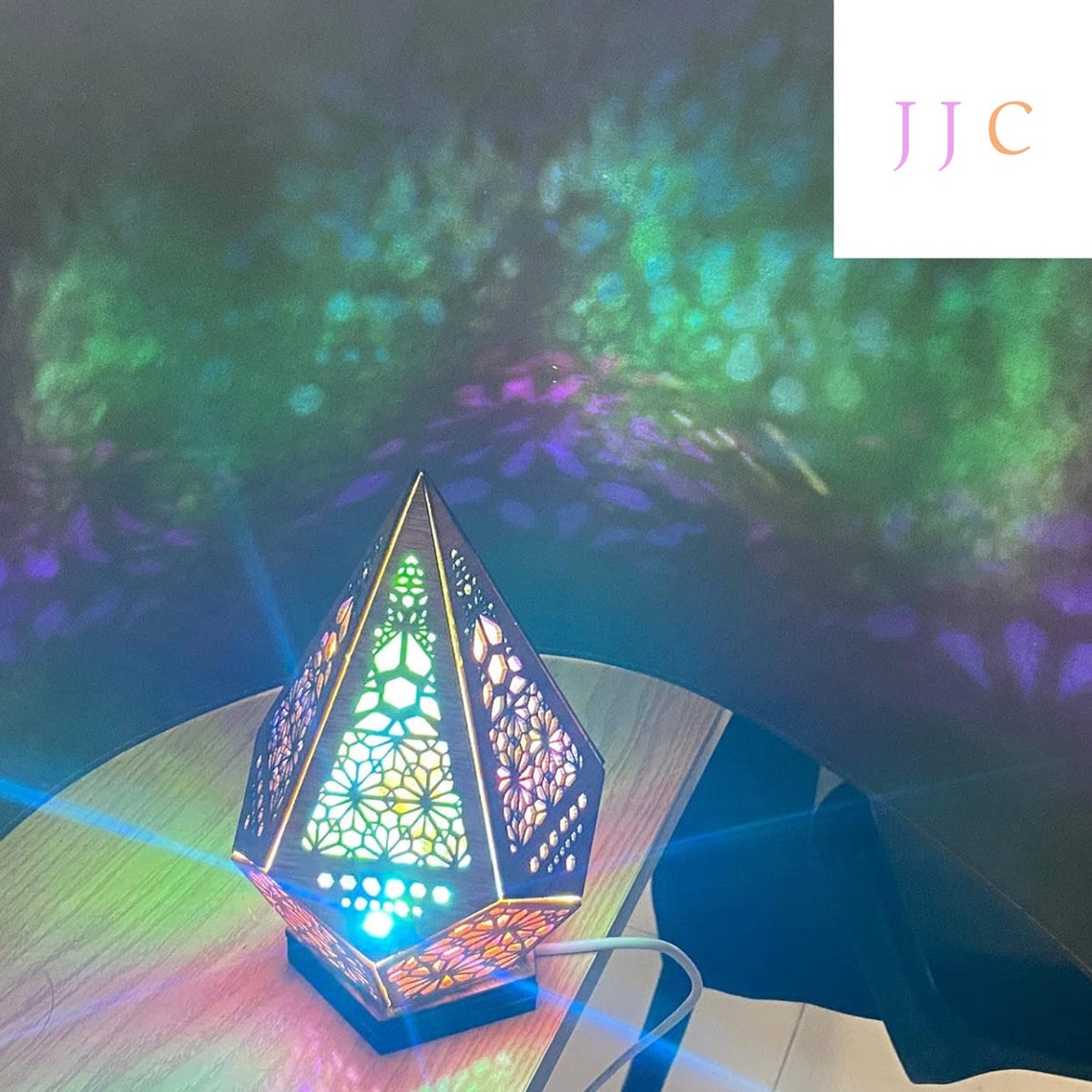 Bohemian Colourful Wooden Floor Projection Lamp Bohemian Colourful ...