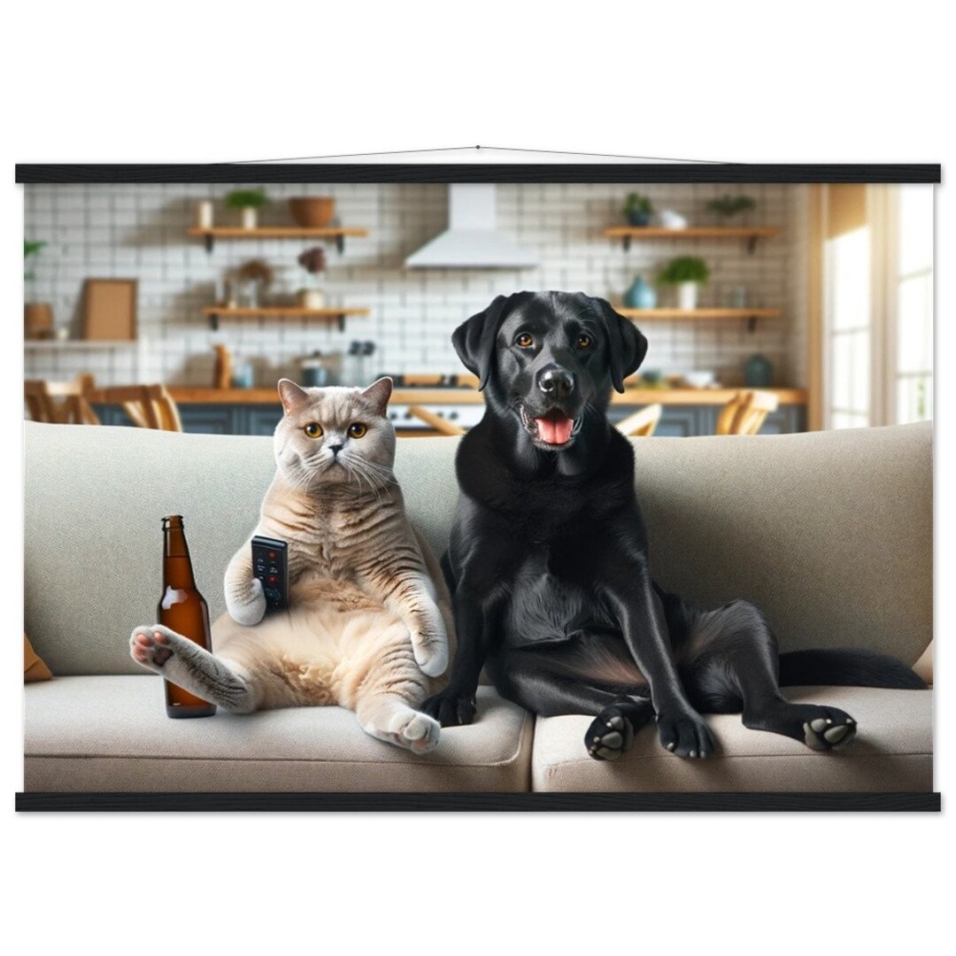 Cozy Companions: Cat & Dog Edition Classic Poster Made of Semi-matt ...