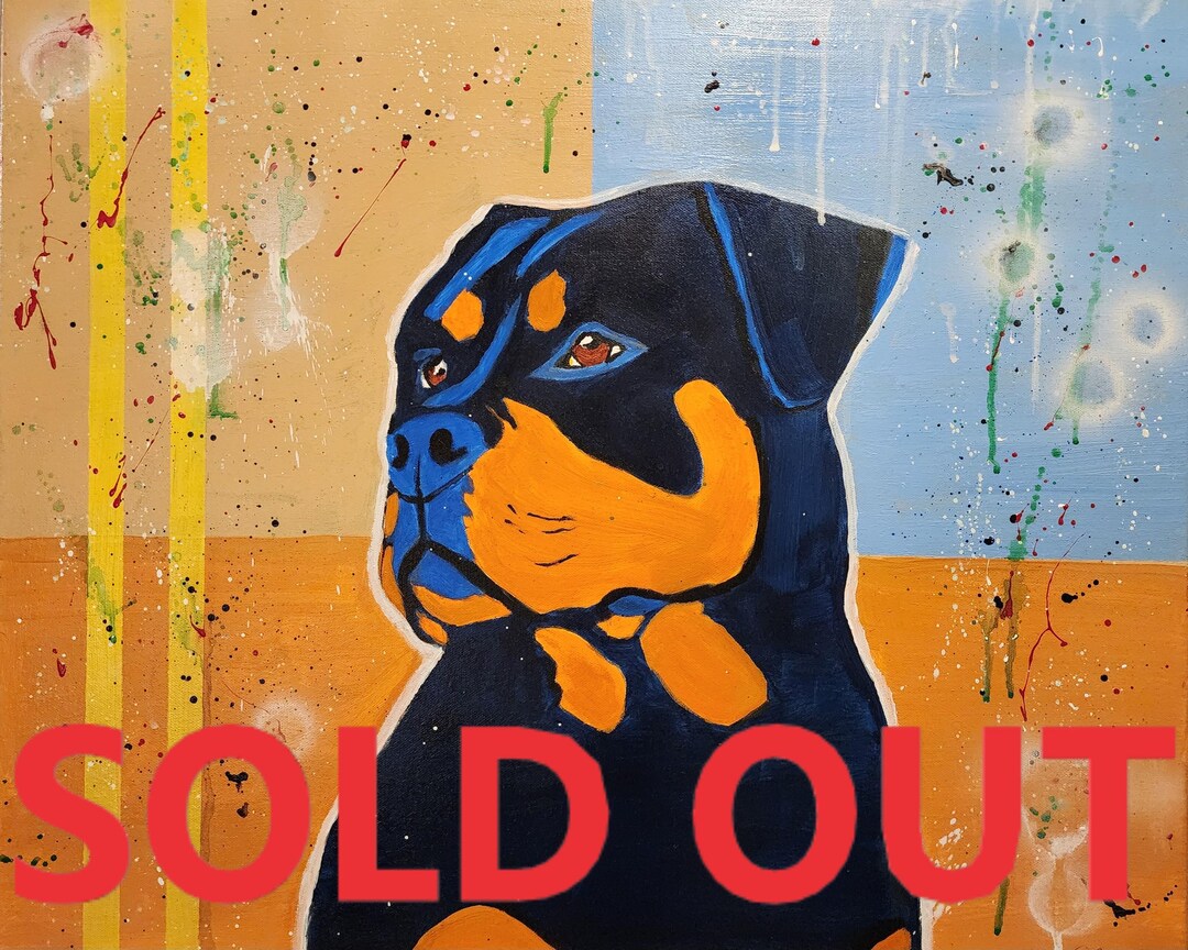 Original Rottweiler Painting, Acrylic on Canvas 24x30 - Etsy