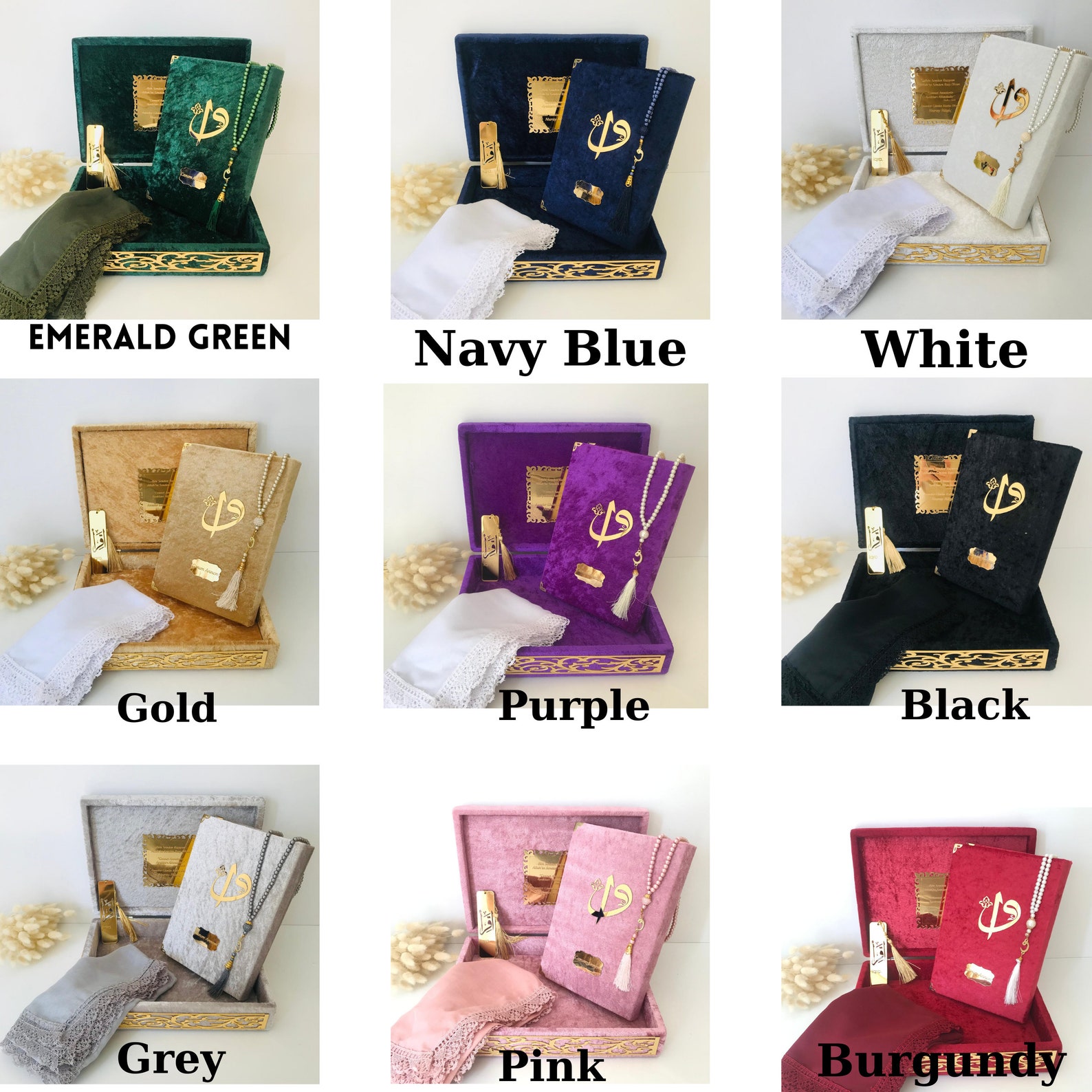 Personalised Pink Quran Set, Custom Quran Box With Name and Pray Tag ...