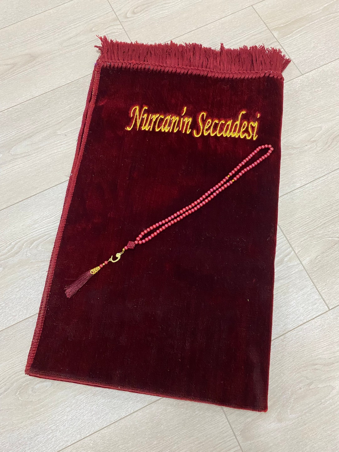 Personalized Velvet Prayer Rug, Prayer Mat With Name, Customized ...
