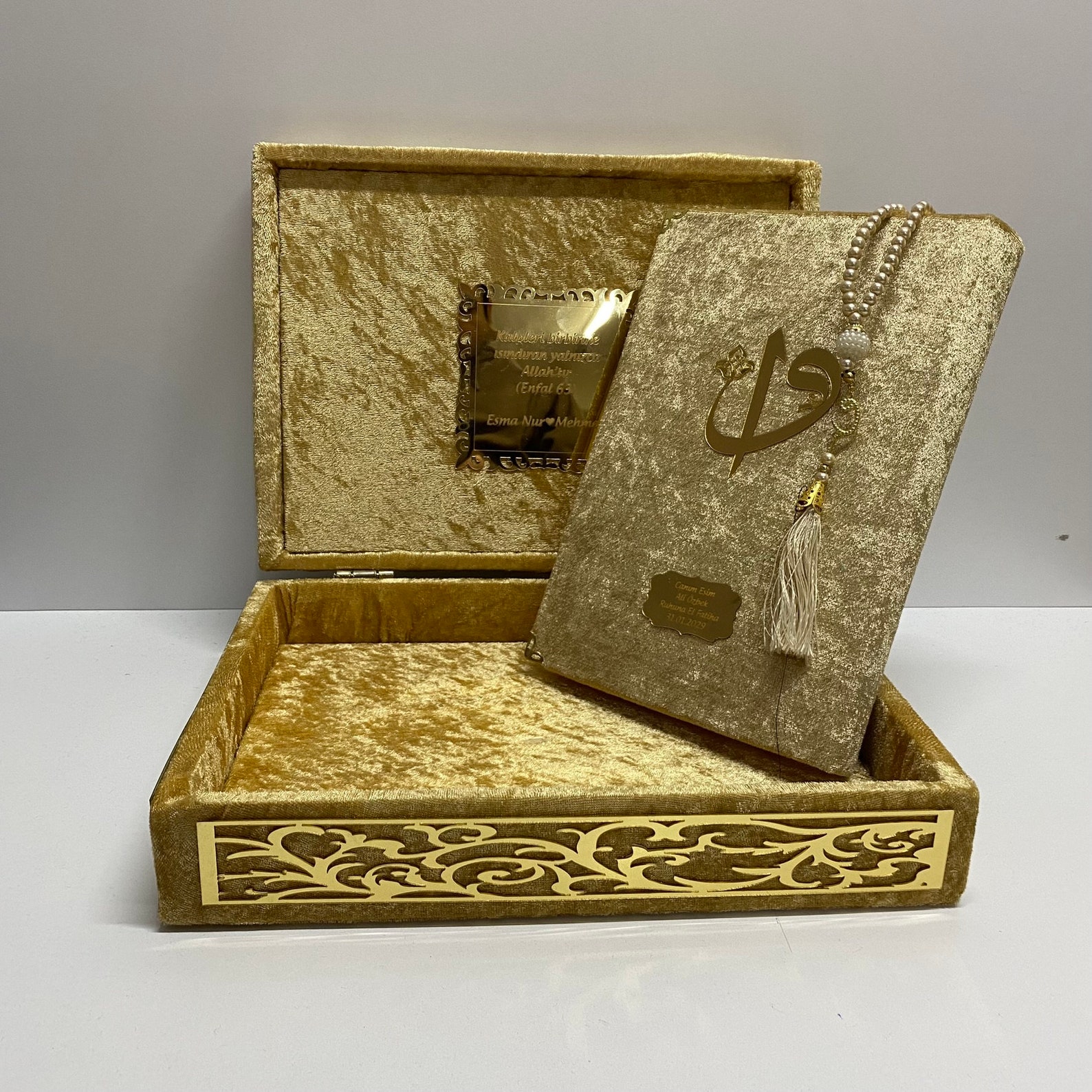 Personalised Pink Quran Set, Custom Quran Box With Name and Pray Tag ...