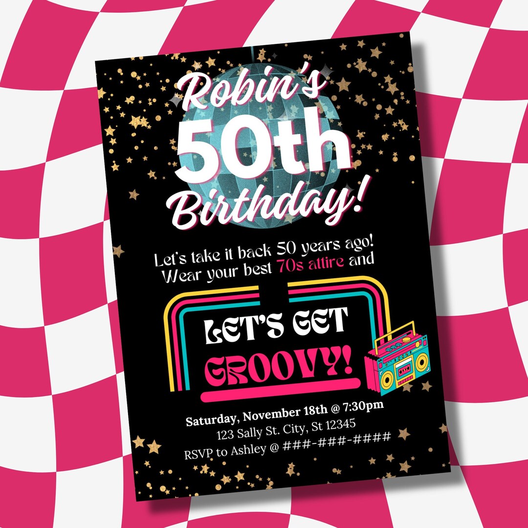 70s Theme Birthday Party Invitation, Back to the 70s, Groovy Party ...