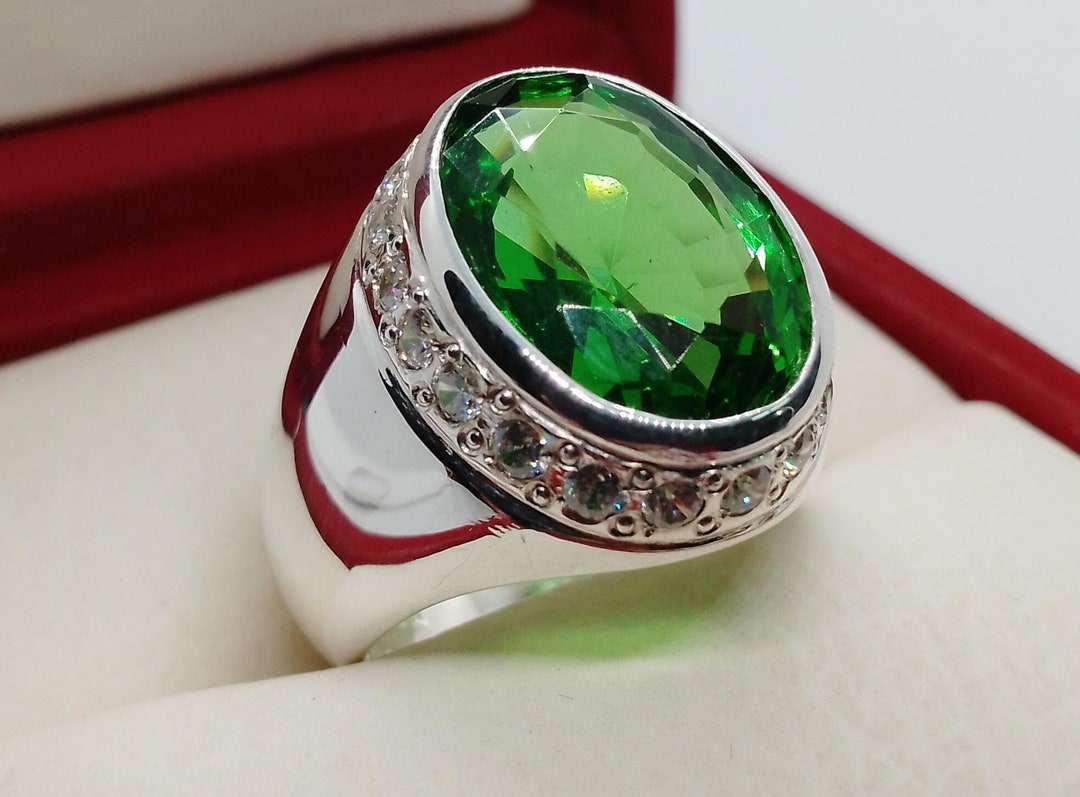 15 Carat Rare Peridot Sterling Silver 925 Handmade Ring Beautiful Fresh ...