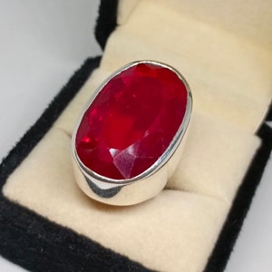 50 Carat Oval Cut Big Red Ruby Sterling Silver 925 Handmade Ring ...