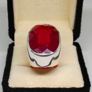 50 Carat Oval Cut Big Red Ruby Sterling Silver 925 Handmade Ring ...
