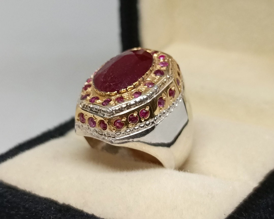 10 Carat Real Deep Red Ruby Sterling Silver 925 Handmade Ring Elegant ...