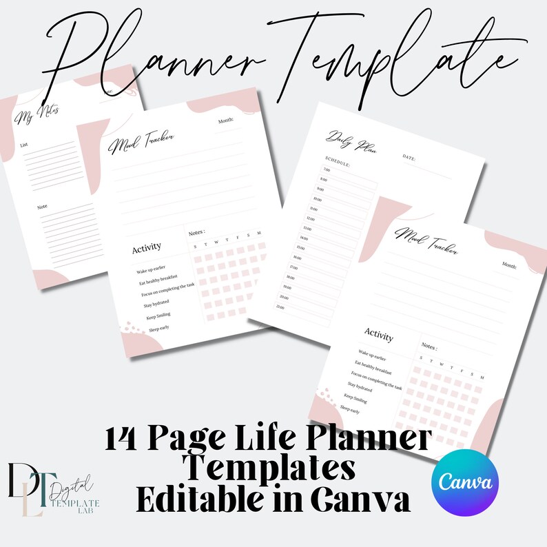 Planner Template to Edit in Canva, Canva Template, Printable Template ...