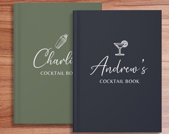 Cocktail Recipe Book Bar Recipe Book Bartender Gift Cocktail Binder Blank Leather Recipe Book ...