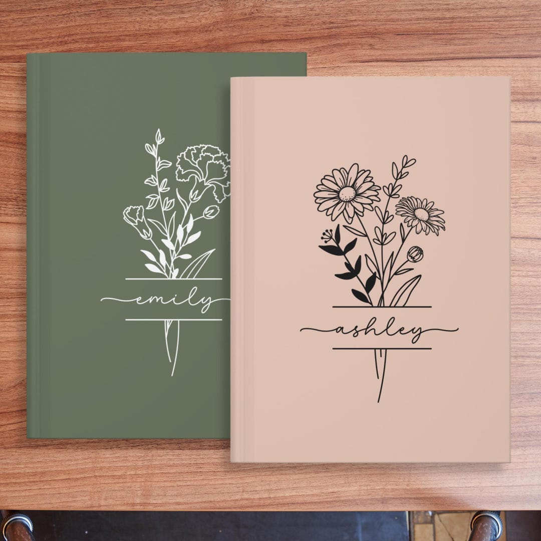 Birth Flower Personalized Journal, Birth Month Flower Notebook, Custom ...