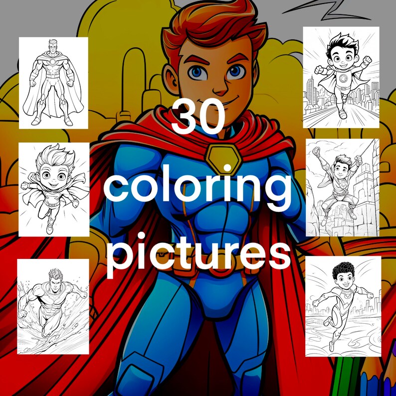 30 Coloring Cartoon Hero Pictures for Boys Super Heroes - Etsy