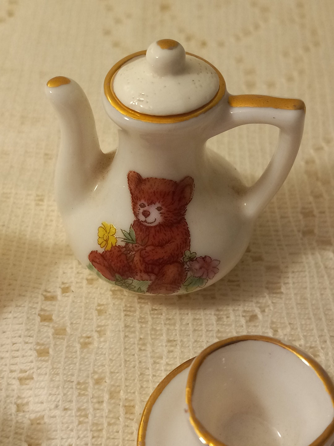 Miniature Teddy Bear Tea Set/8 Pc - Etsy