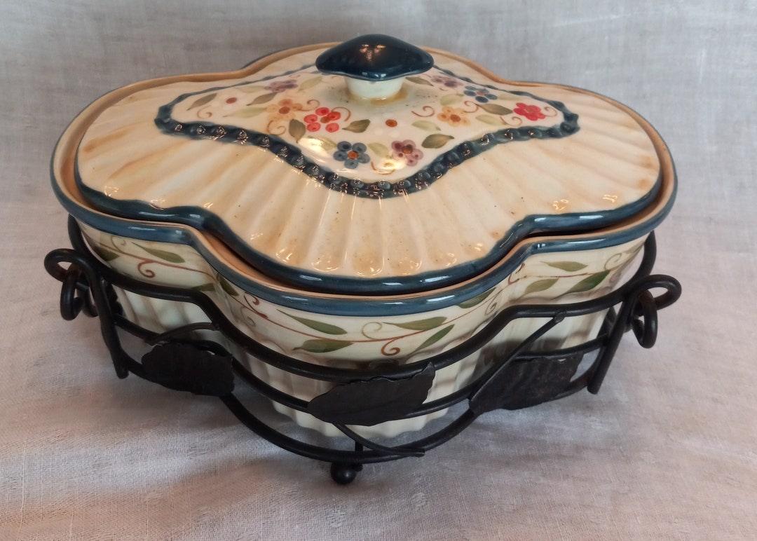Temptations Petals Casserole Dish in Stand - Etsy