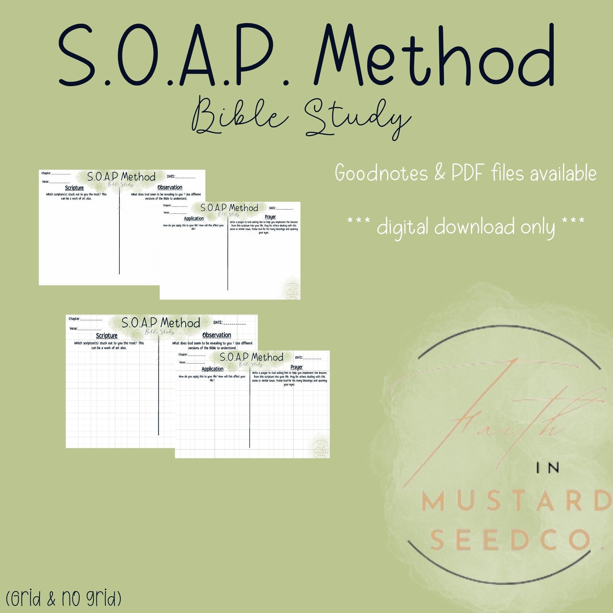 SOAP Printable Bible Study Method, Bible Study Guide, Scripture ...