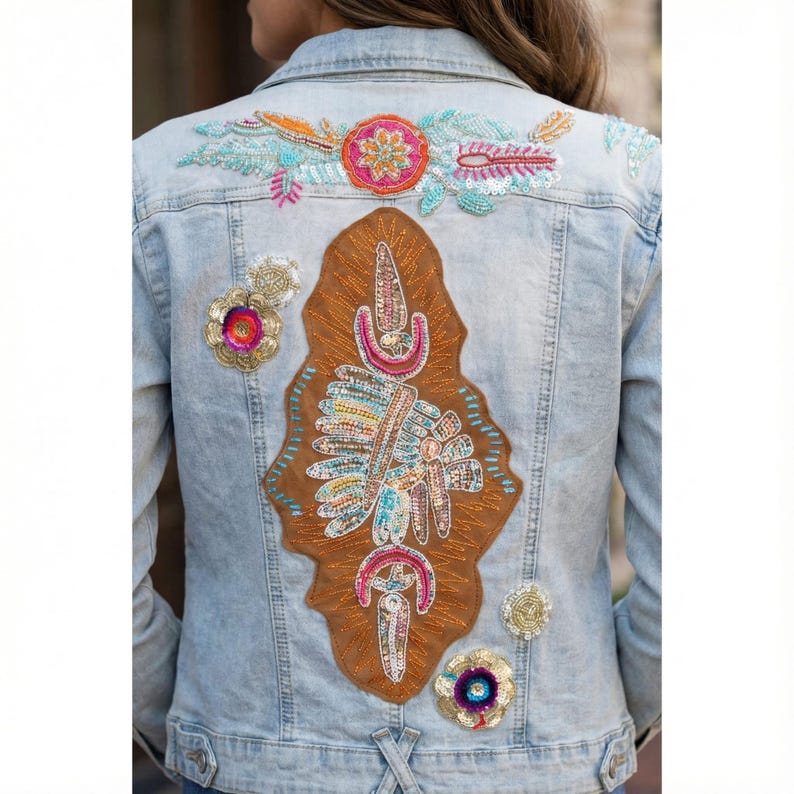 Beaded Jacket Women. Embelished Jean Jacket With Miyuki Beads & Native ...