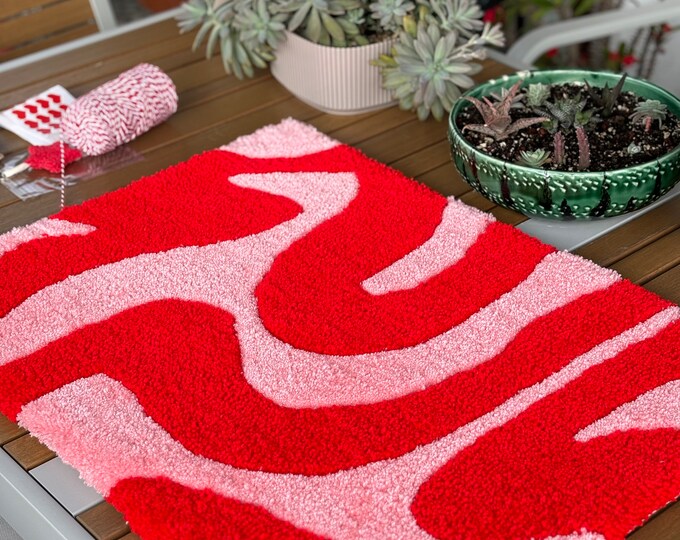 Wave Tufted Rug, Handmade Rug, Tuft Rug, Housewarming Gifts, Fluffy Rug ...