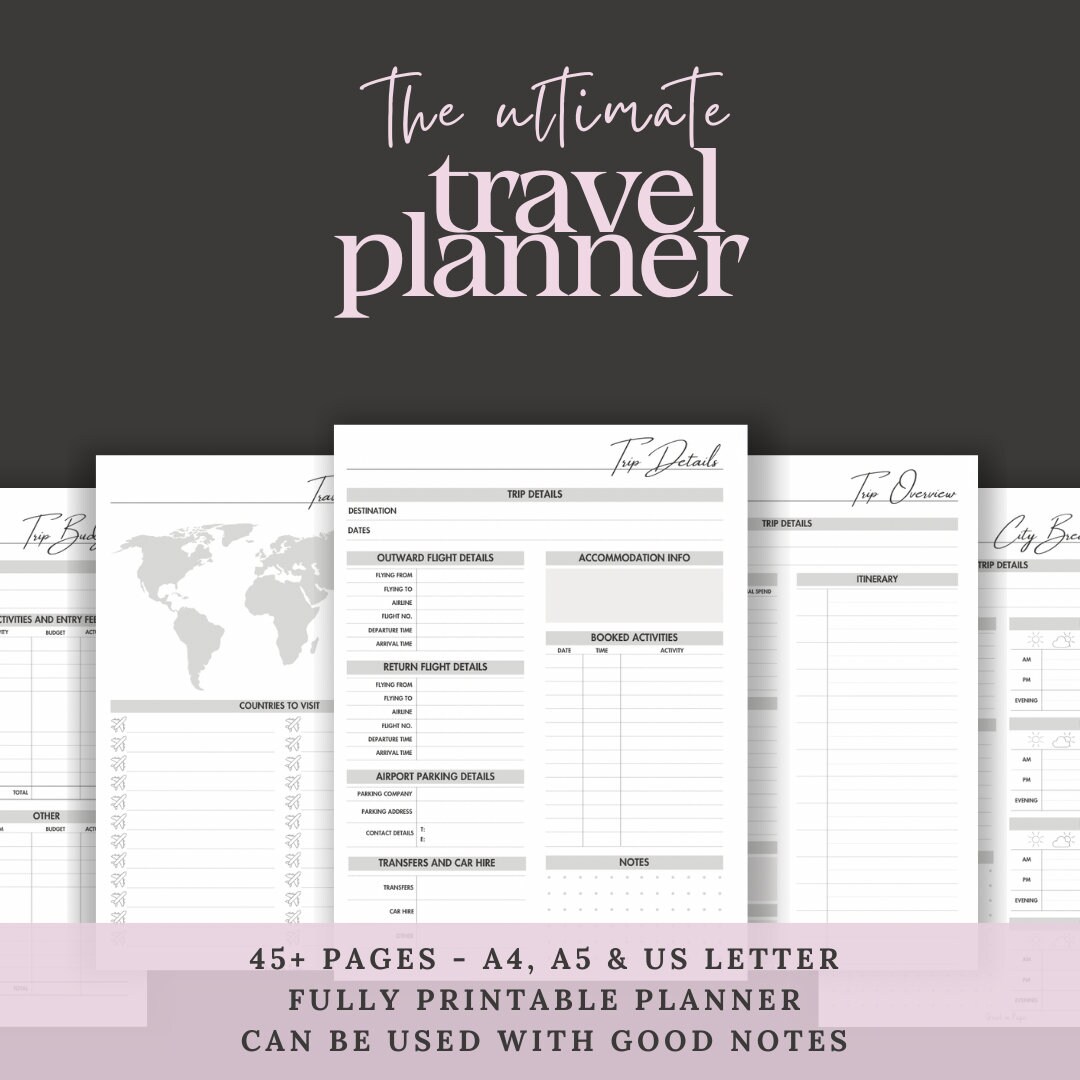 Printable Travel Planner, Digital Trip Planner, Holiday and Vacation ...