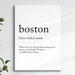 Boston Massachusetts USA Definition Dictionary Funny Quote Minimalist ...
