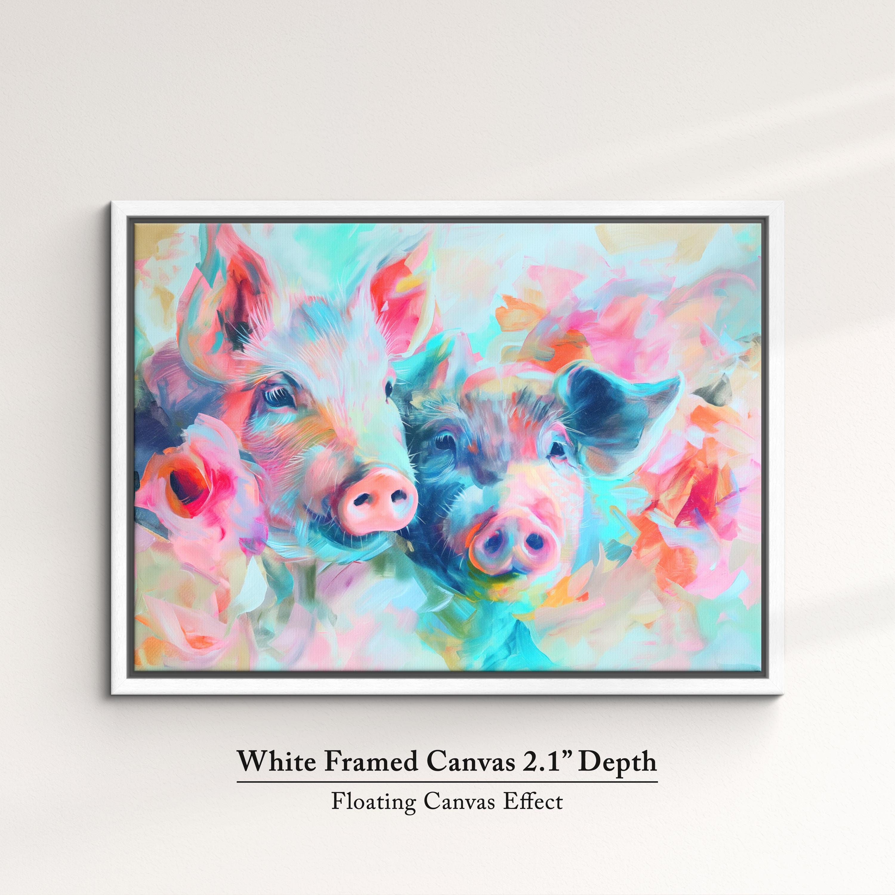 Pigs Abstract Pastel Oil Painting Framed Print & Framed Canvas Large ...