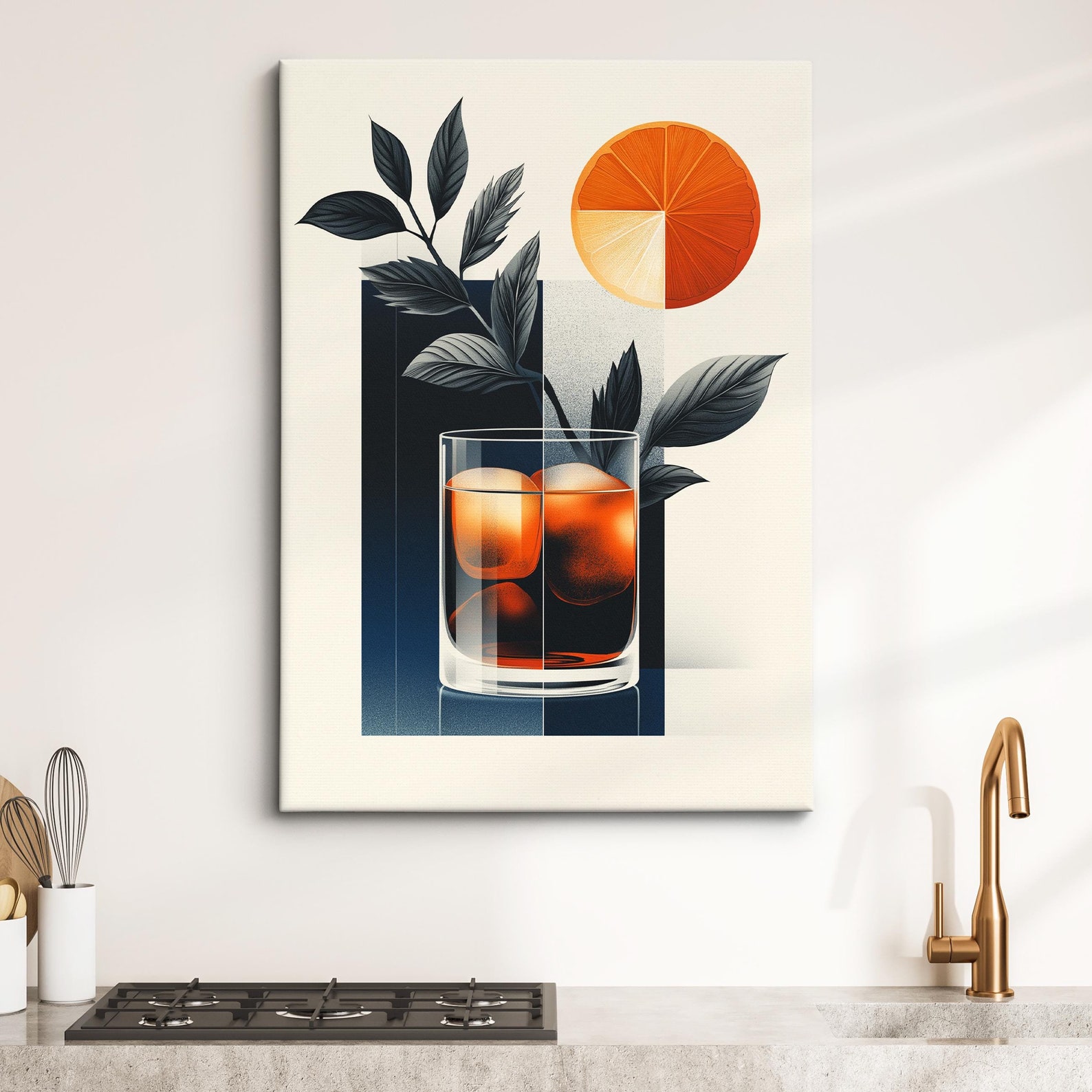 Whisky Beverage Boho Abstract Watercolor Drink Oil Painting Framed ...