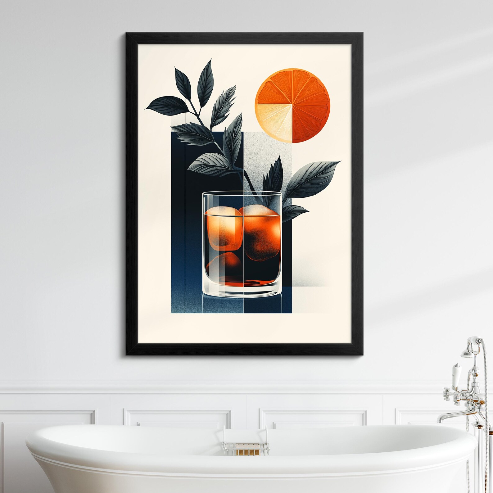 Whisky Beverage Boho Abstract Watercolor Drink Oil Painting Framed ...